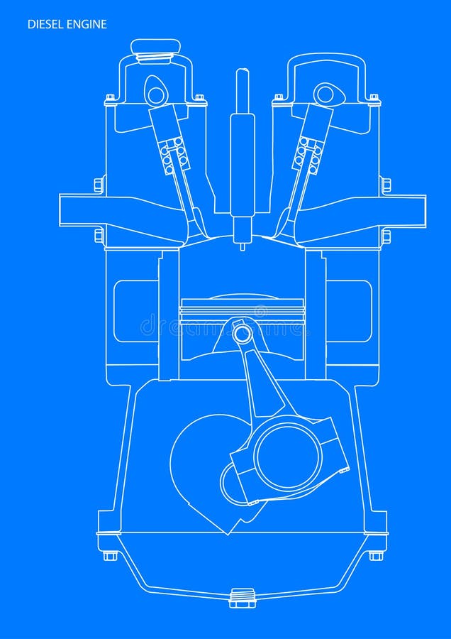 Diesel Engine Blueprint stock vector. Illustration of cutaway - 115319807