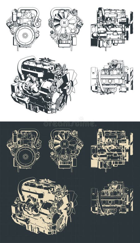 Diesel engine blueprints stock vector. Illustration of performance ...