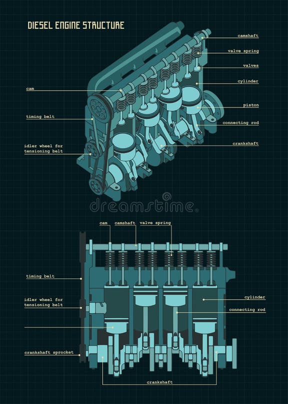 Diesel Engine Color Drawings Stock Vector - Illustration of motor ...