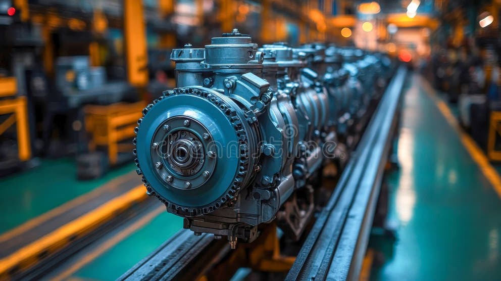 Diesel Engine in a Garage Setting, Highlighting Complex Mechanics and ...