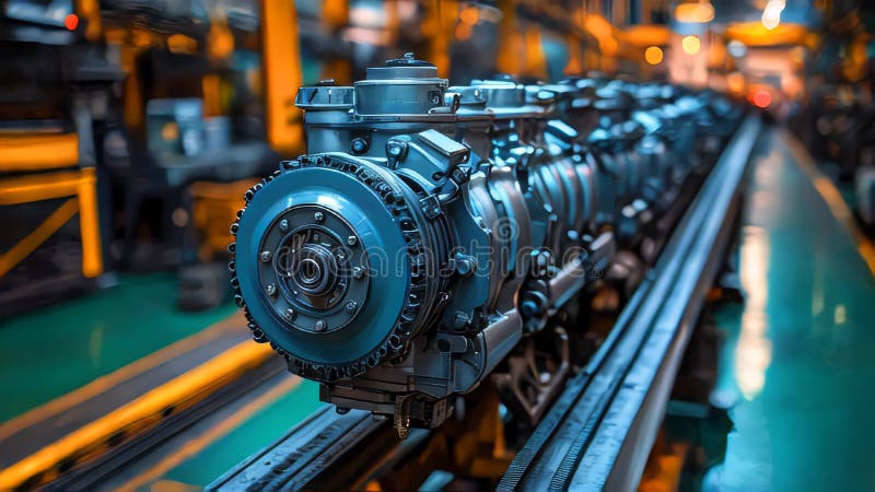 Diesel Engine in a Garage Setting, Highlighting Complex Mechanics and ...