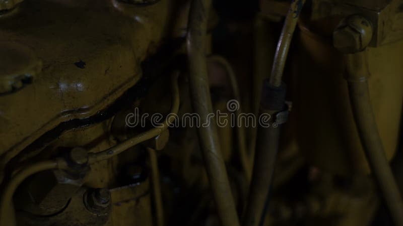 Diesel Generator and Black Dashboard in Engine Room of Old Tug. Stock ...