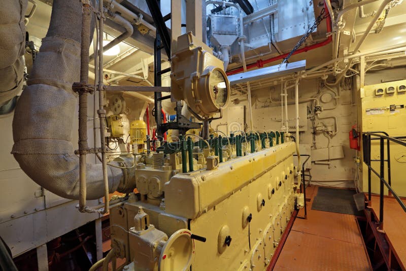 Tugboat diesel engine stock image. Image of levers, control - 8020845