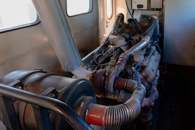 Diesel Engine Inside the Train Locomotive Stock Photo - Image of ...