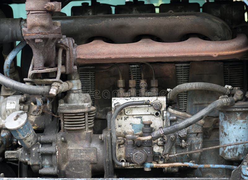 Diesel Engine of an Old Tractor Stock Image - Image of flaked ...