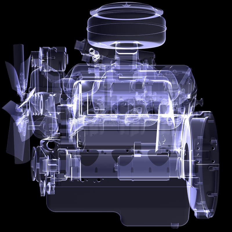 A Big Diesel Engine with the Truck Depicted. 3d Rendering Stock ...