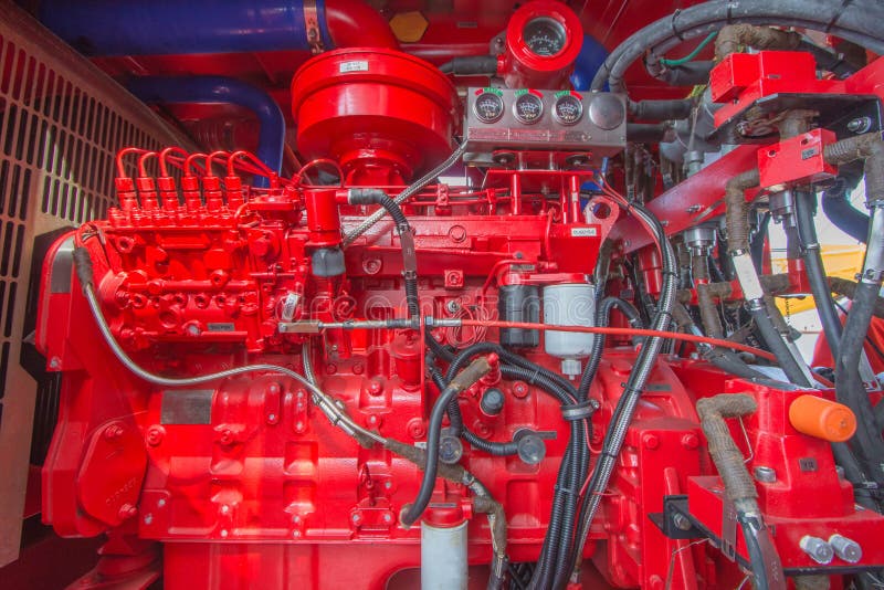 Diesel engine ,red engine stock image. Image of piping - 71623993
