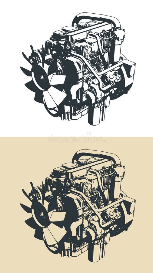 Diesel engine Blueprints stock vector. Illustration of mechanical ...