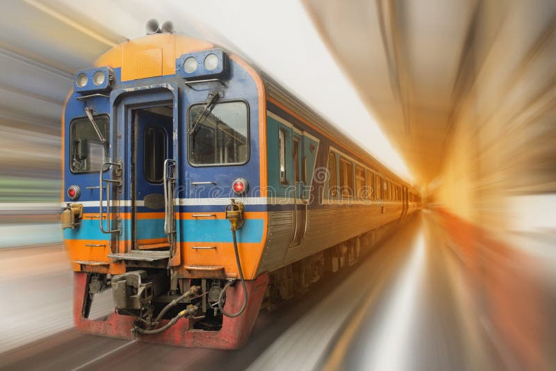 The Diesel Engine Train is Running at Speed,motion Blur Stock Image ...