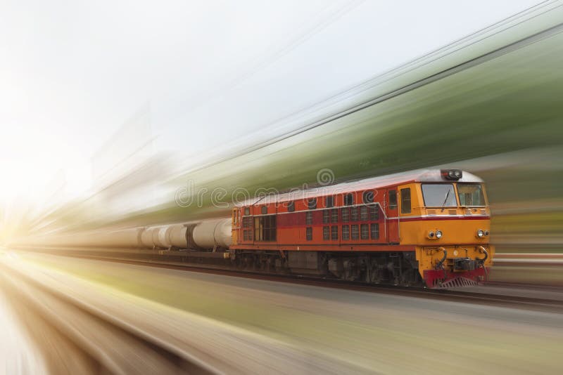 The Diesel Engine Train is Running at Speed,motion Blur Stock Image ...