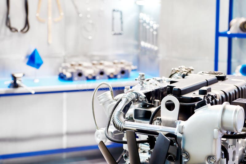 Diesel engine in workshop stock photo. Image of maintenance - 204503432