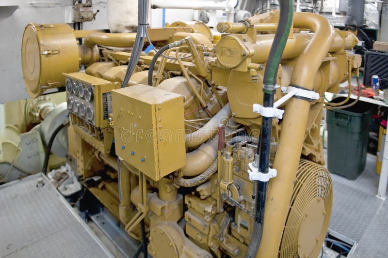 Diesel engine on yacht stock photo. Image of yellow, complex - 11877734