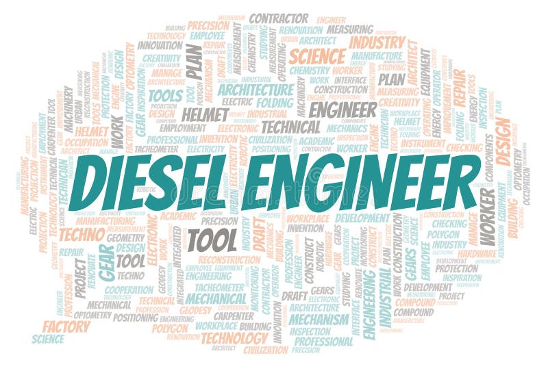 Diesel Engineer Typography Word Cloud Create with the Text only Stock ...