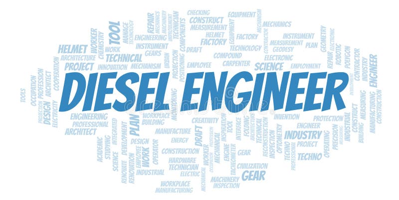 Diesel Engineer Typography Word Cloud Create with the Text only Stock ...
