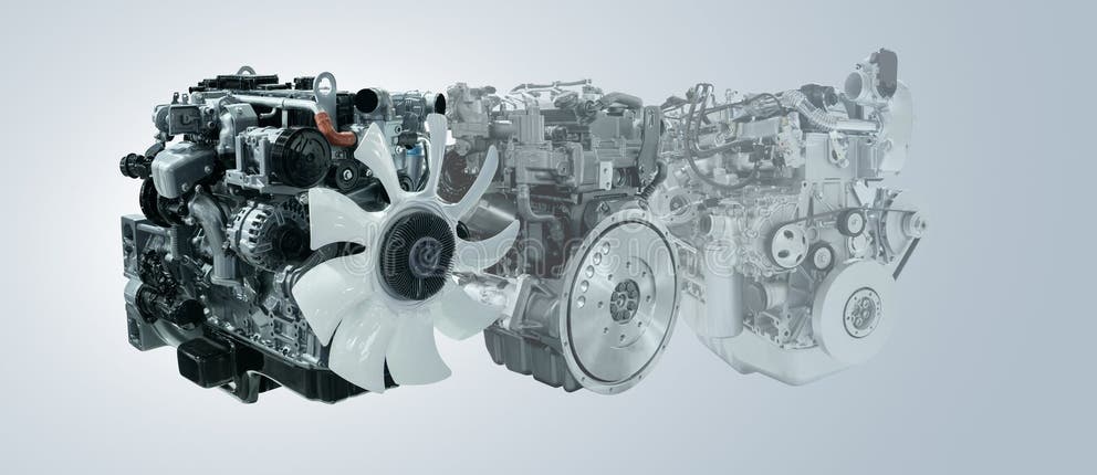 Diesel Engines on Gray Background Stock Photo - Image of motor ...