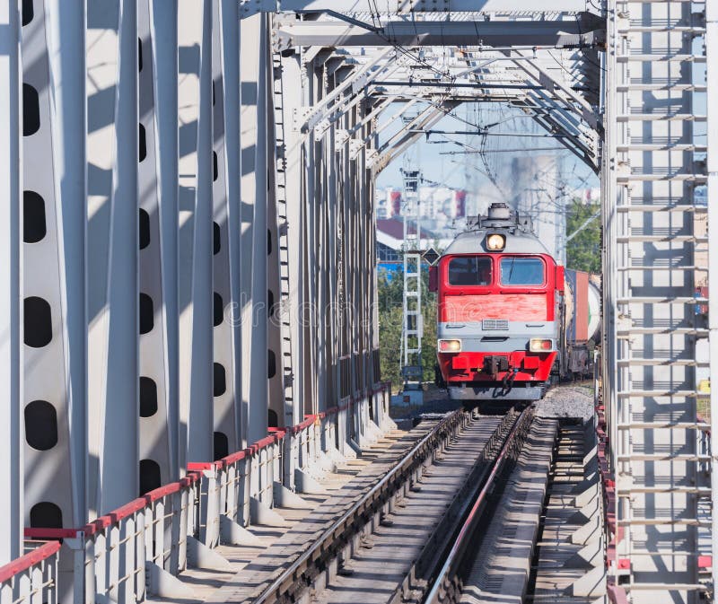 Diesel freight train moves stock image. Image of transit - 196435137