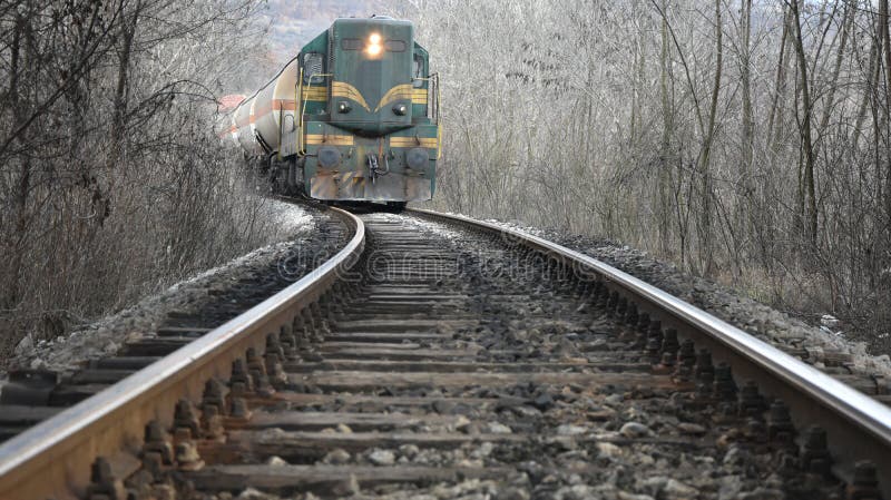 Diesel Freight Train on Railway Stock Image - Image of petrol, tank ...