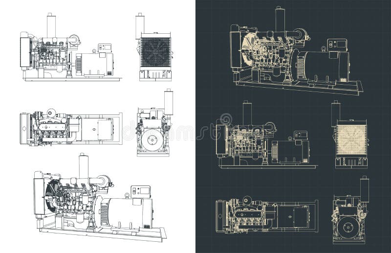 Diesel Generator Blueprints Stock Vector - Illustration of fuel, plant ...