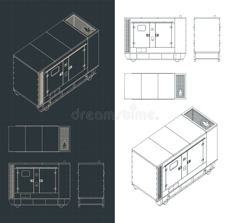 Diesel Generator Blueprints Stock Vector - Illustration of alternator ...