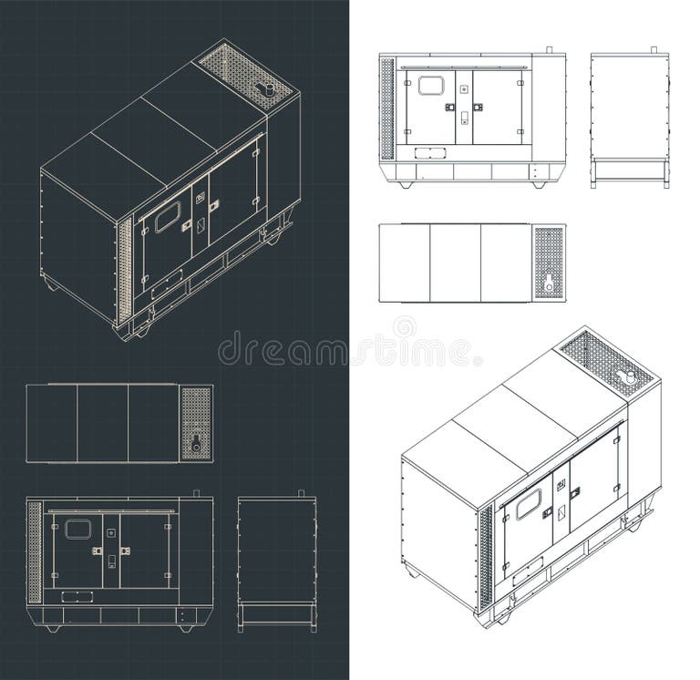 Diesel Generator Blueprints Stock Vector - Illustration of alternator ...