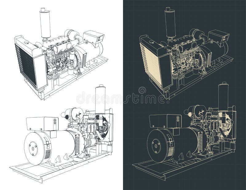 Diesel generator drawings stock vector. Illustration of vector - 234113436