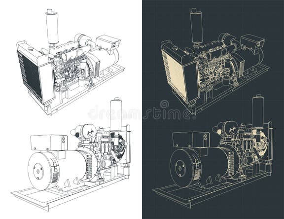 Diesel generator drawings stock vector. Illustration of vector - 234113436