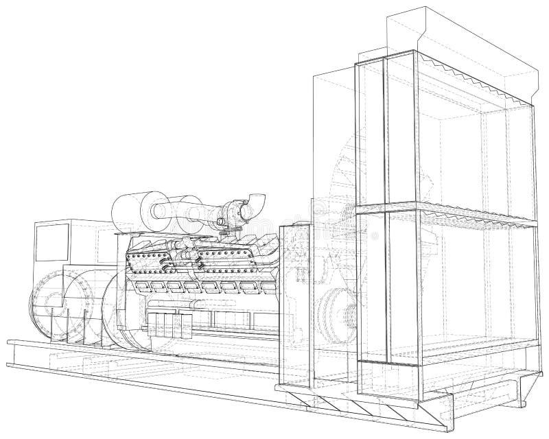 Diesel Generator Engine. EPS10 Format Stock Vector - Illustration of ...