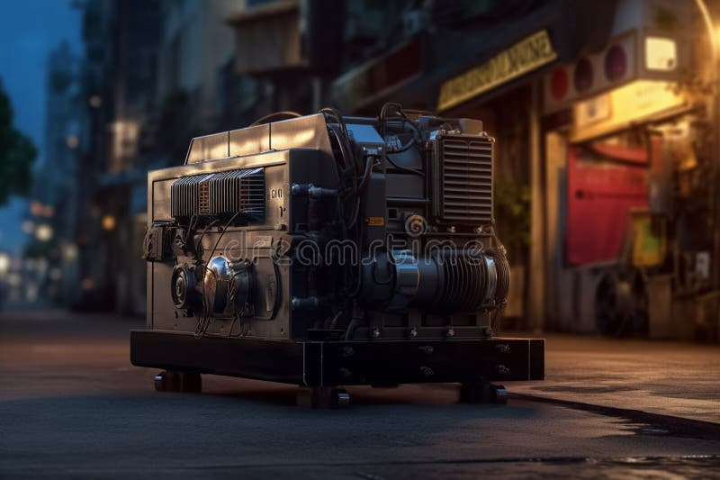 A Diesel Generator on a Street in an Isolated Area with Generative AI ...