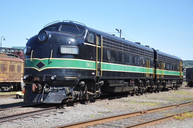 Electromotive E9 Diesel Electric Locomotive at a Rail Yard Stock Photo ...