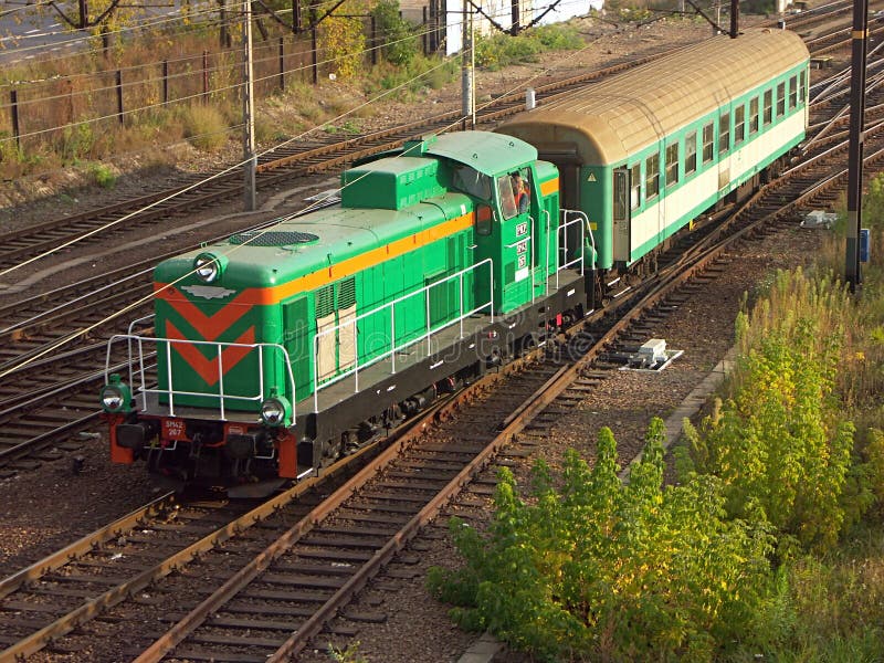 Diesel Locomotive Hauling Railway Car Stock Photo - Image of metal ...