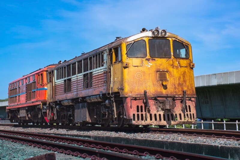 Diesel Locomotive on the Railway. Stock Photo - Image of cargo ...