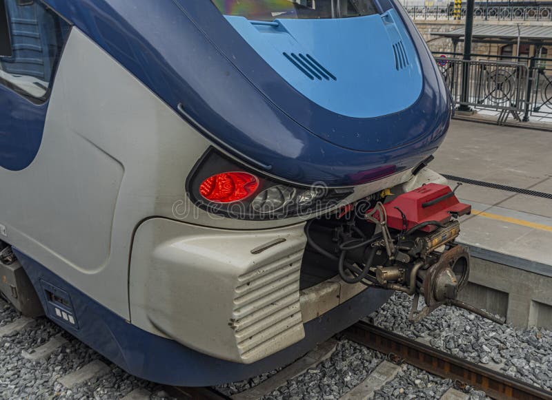 Diesel New Blue Passenger Train In Plzen Main Station Stock Photo ...
