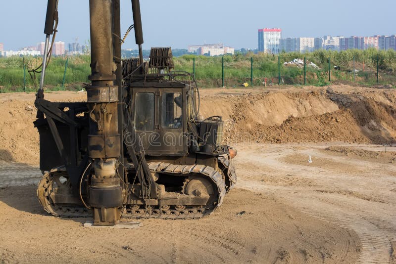 Diesel pile driver stock photo. Image of hydraulic, infrastructure ...