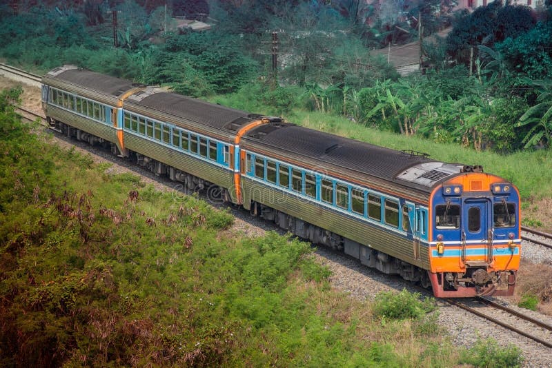 Diesel Railcar on the Railway. Stock Image - Image of side, daylight ...