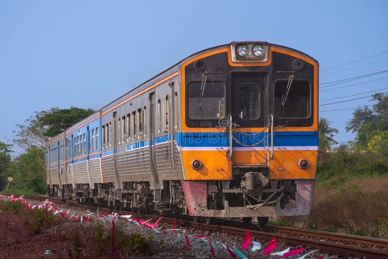 Diesel Railcar on the Railway. Stock Photo - Image of green, side ...