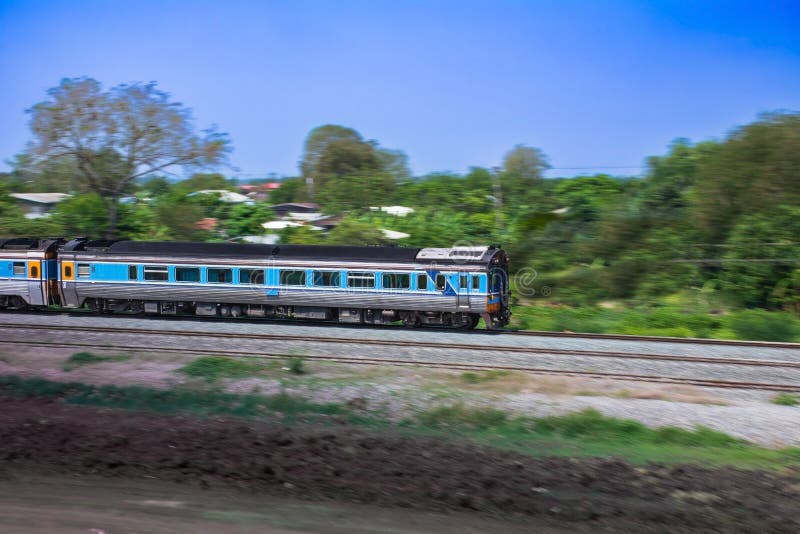 Diesel Railcar on the Railway. Stock Image - Image of green, heavy ...