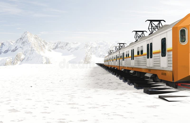 Diesel Train (eastern Express) in Motion on Snow Covered Railway ...