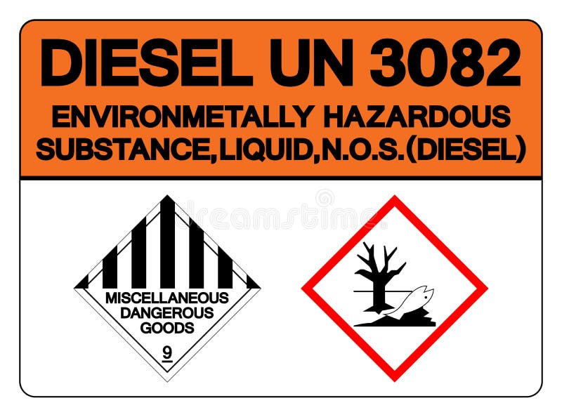 Diesel UN 3082 Label Symbol Sign ,Vector Illustration, Isolate on White ...