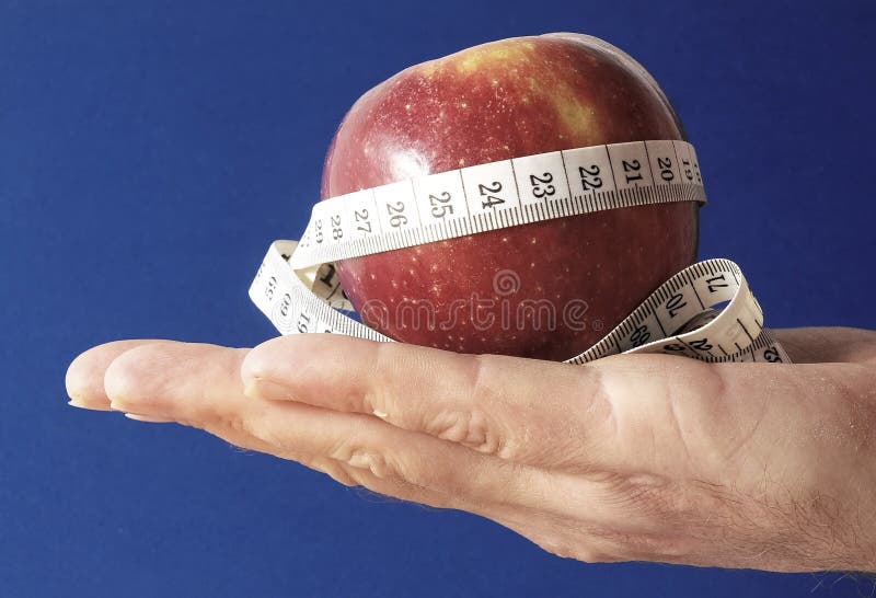 Diet Apple and Meter on the Hand Stock Image - Image of healthy ...