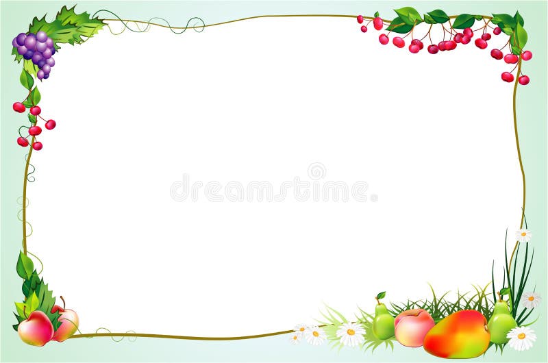Diet Border with Fruits and Flowers Stock Vector - Illustration of ...