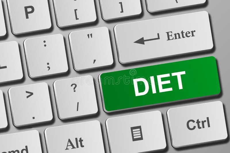 Diet button on keyboard stock illustration. Illustration of loss ...