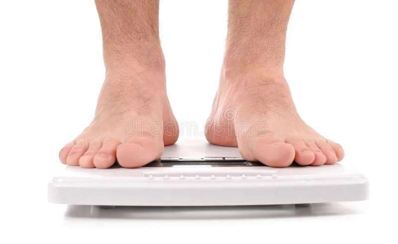 Man Standing on Weight Scale Stock Image - Image of measure, loss ...