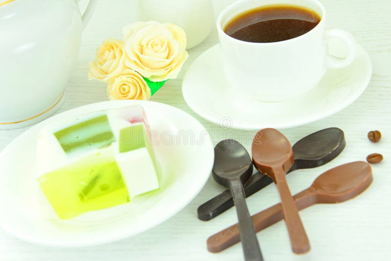Diet Dessert: Fruit Jelly, Gelatin and Tea Stock Image - Image of ...