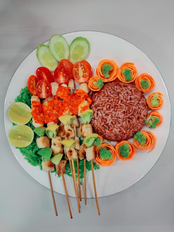 Diet Food with Red Rice Healthy Stock Image - Image of healty ...