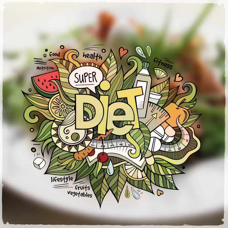 Diet Hand Lettering and Doodles Elements Emblem Stock Vector ...