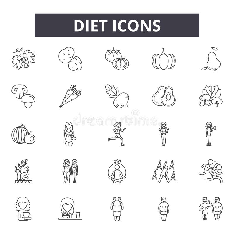 Diet Line Icons, Signs, Vector Set, Outline Illustration Concept Stock ...