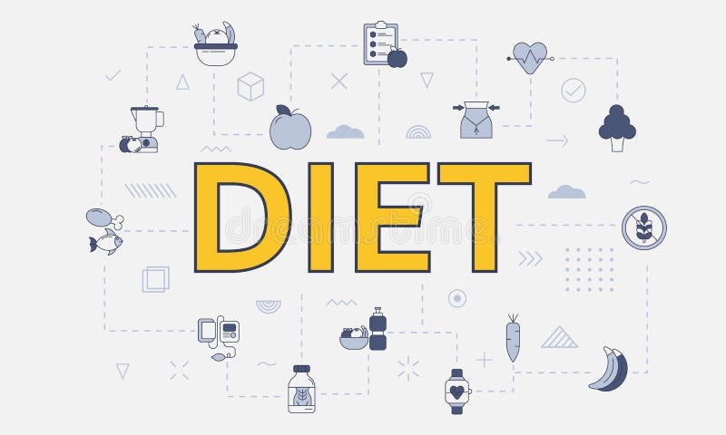 Diet Plan Concept with Icon Set with Big Word or Text on Center Stock ...