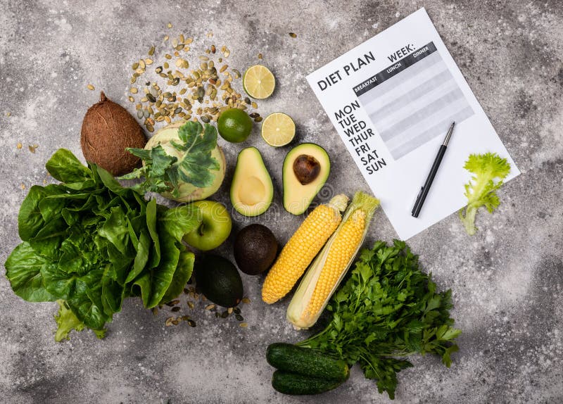 Diet Plan and Set Healthy Food Products Top View. Stock Image - Image ...