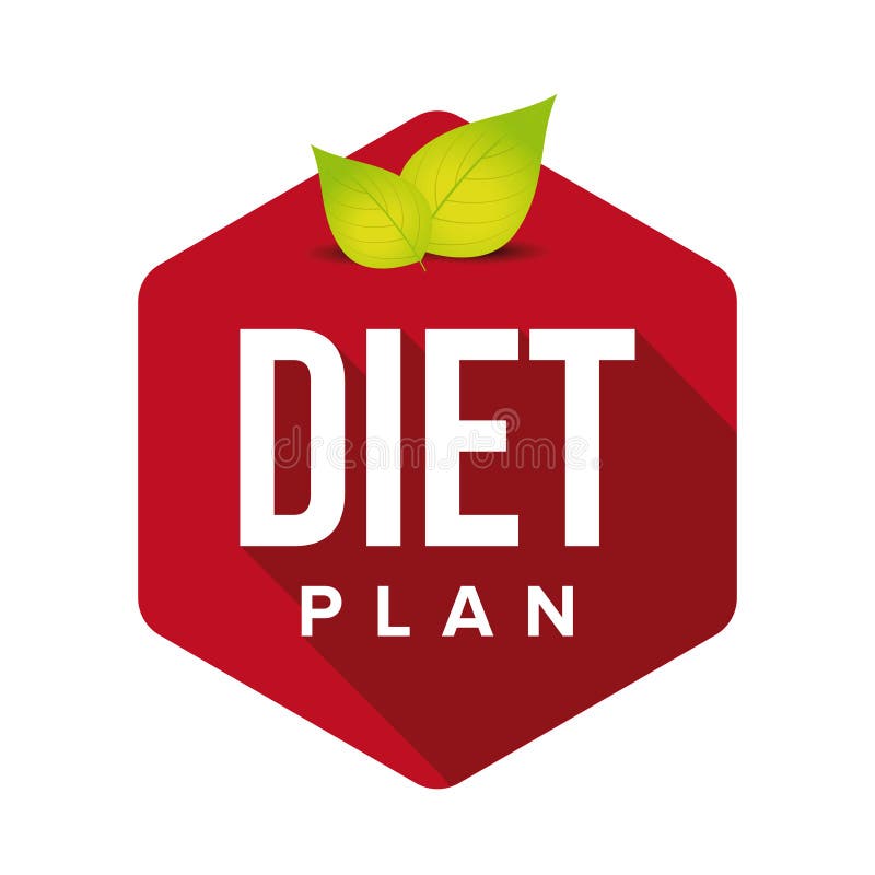 Diet Plan Sign Button with Leaves Stock Vector - Illustration of loss ...