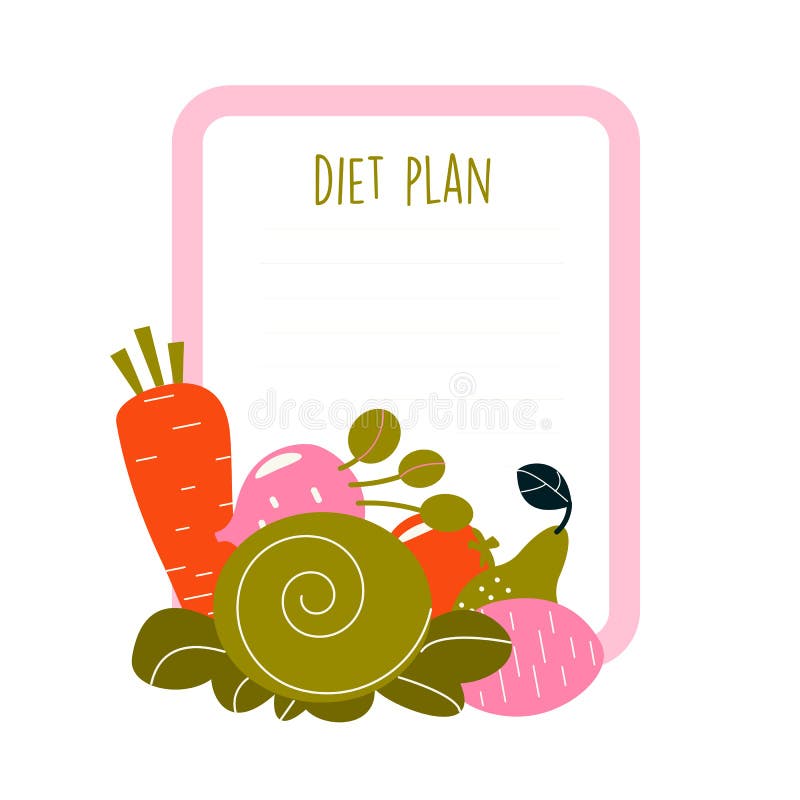 Diet Plan. Vector Illustration of Fresh Vegetable. Notes Template ...